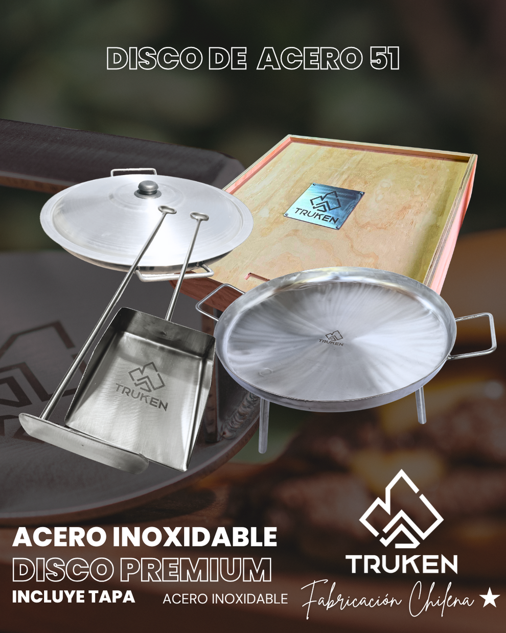 Kit Maestro – Disco + Caja de Madera + Set Pala & Atizador – TRUKEN